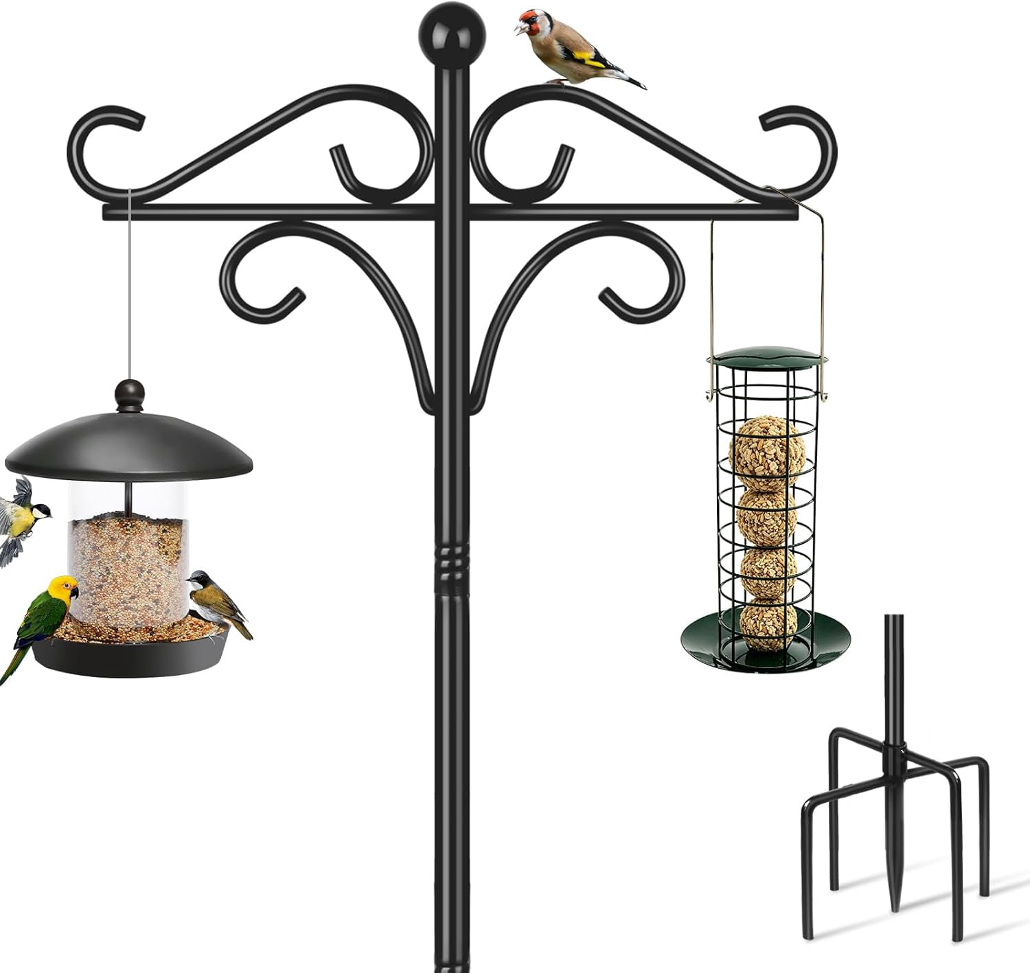 Bird Feeder Pole Stand Squirrel Proof, 92 Inch Shepherds Hooks for ...