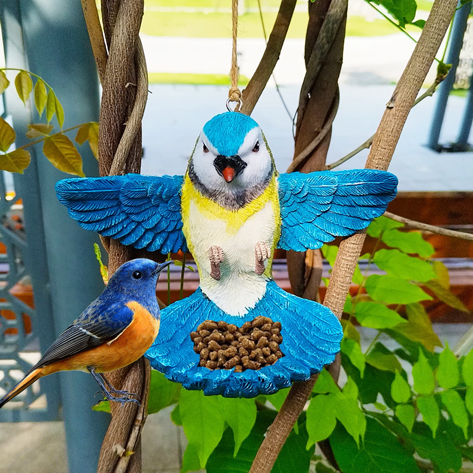 Bird Feeder Resin Bird Shaped Hanging Hummingbird Feeders Outdoor Bird ...