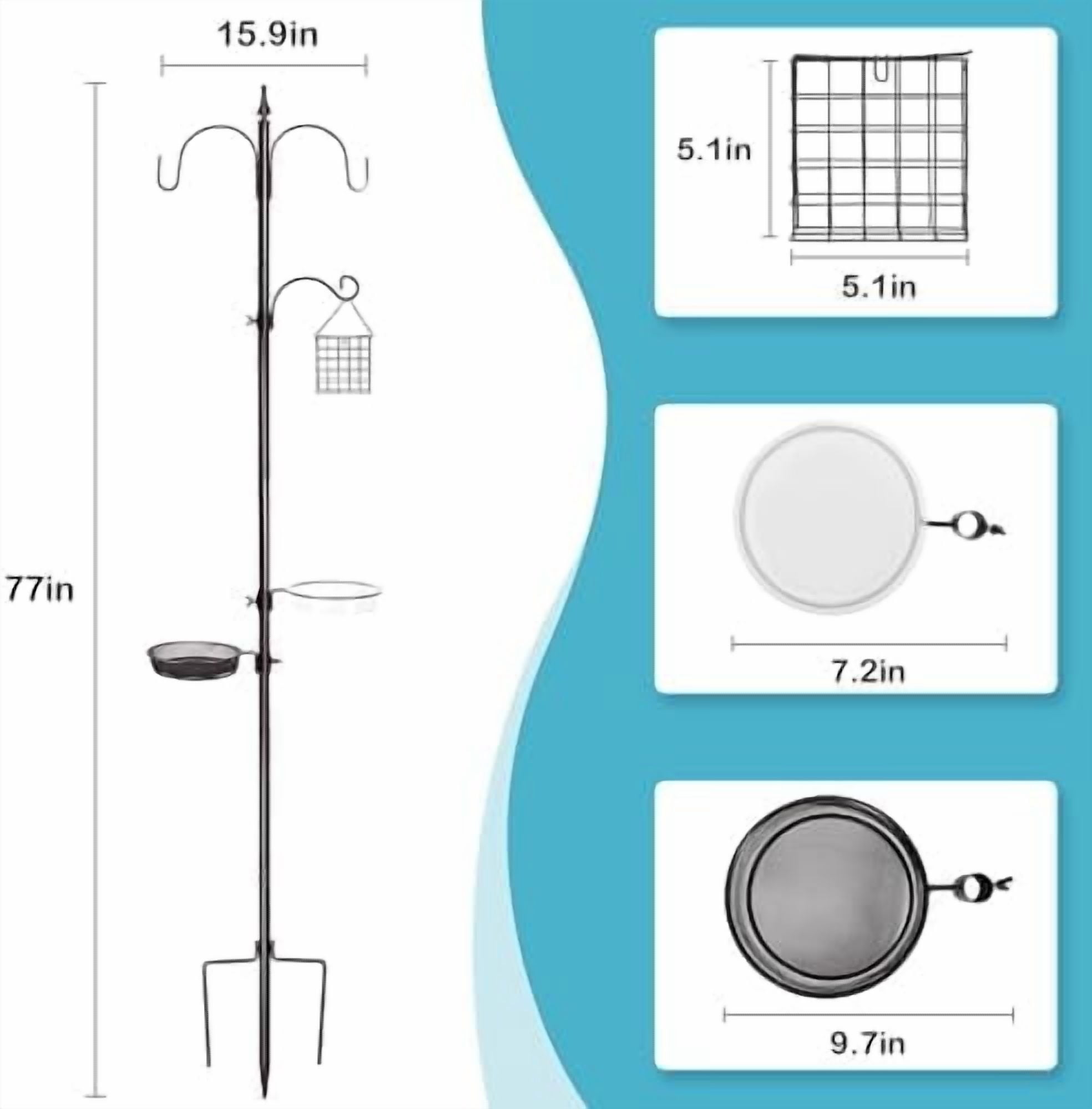 Bird Feeder Stand Pole,77 Inch Feeding Station Kit for Outside, Wild ...