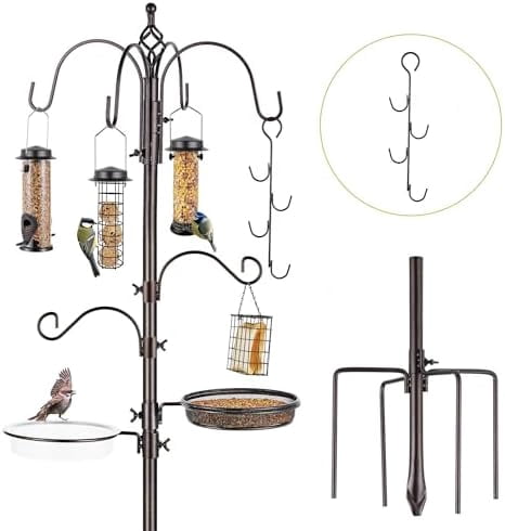 Bird Feeder Station with Suet Cage & Water Bowl Fruit Hook- Adjustable ...