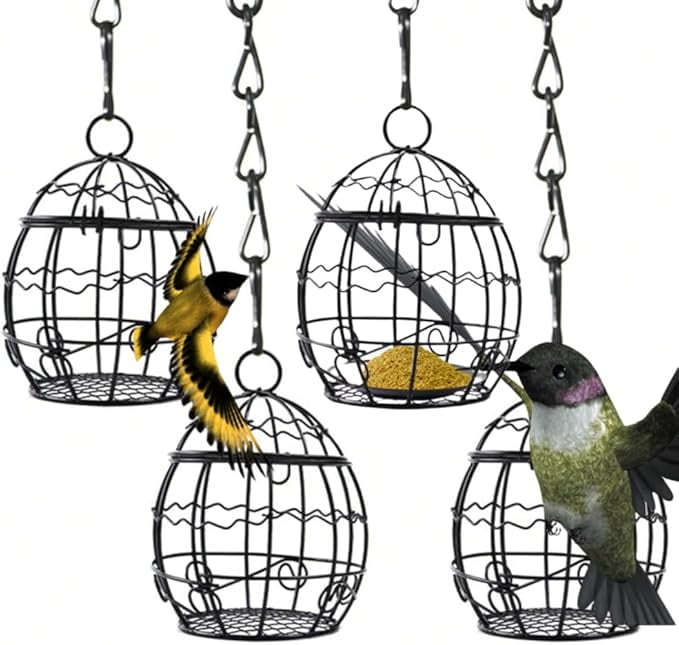 Bird Feeder, Suet Ball Feeders for Outside Hanging, Metal Hanging Bird Feeder with Hooks, Fat ...