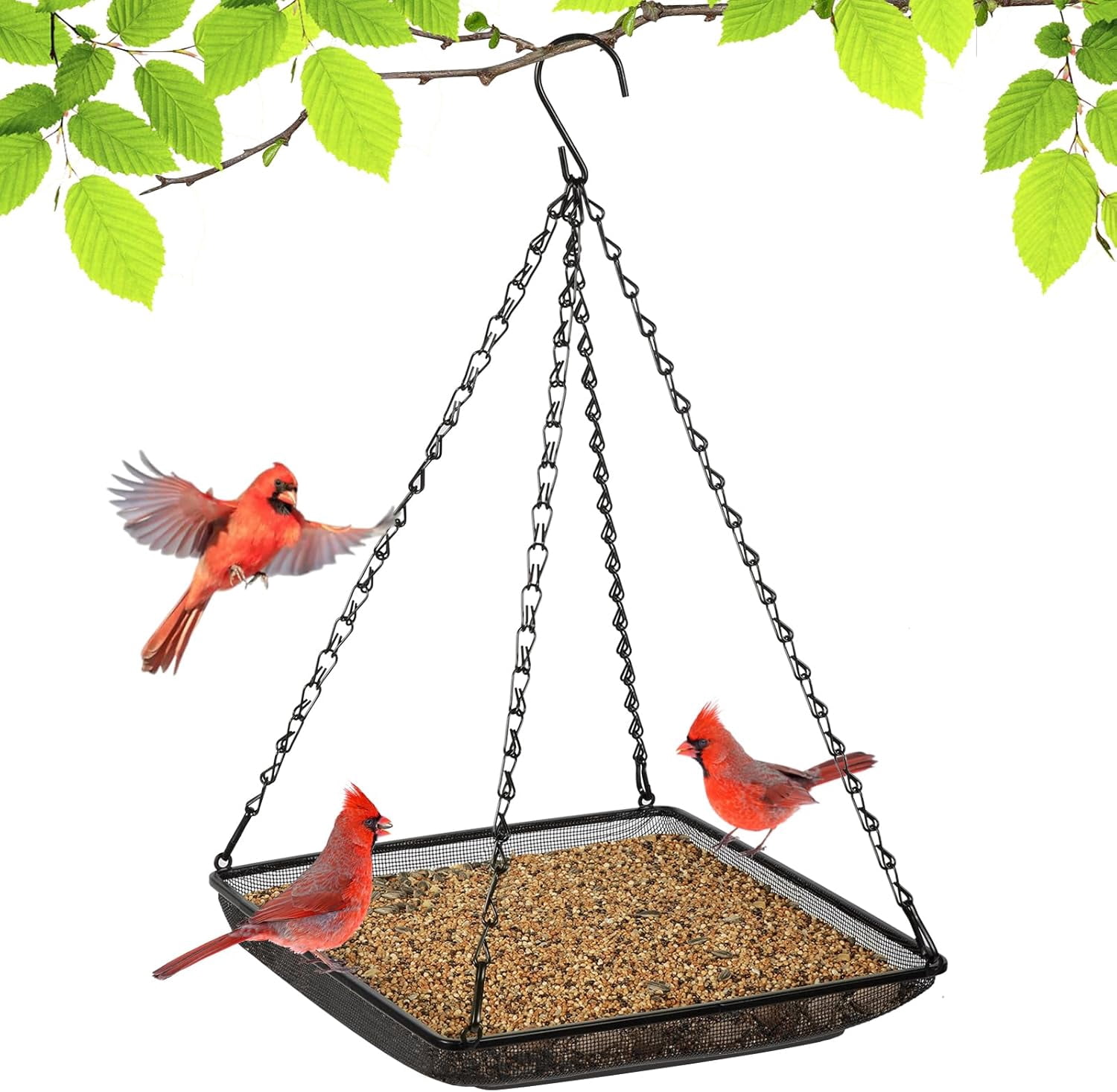 Bird Feeder Tray 11x11 , Mesh Platform Feeder with Durable Chains for ...