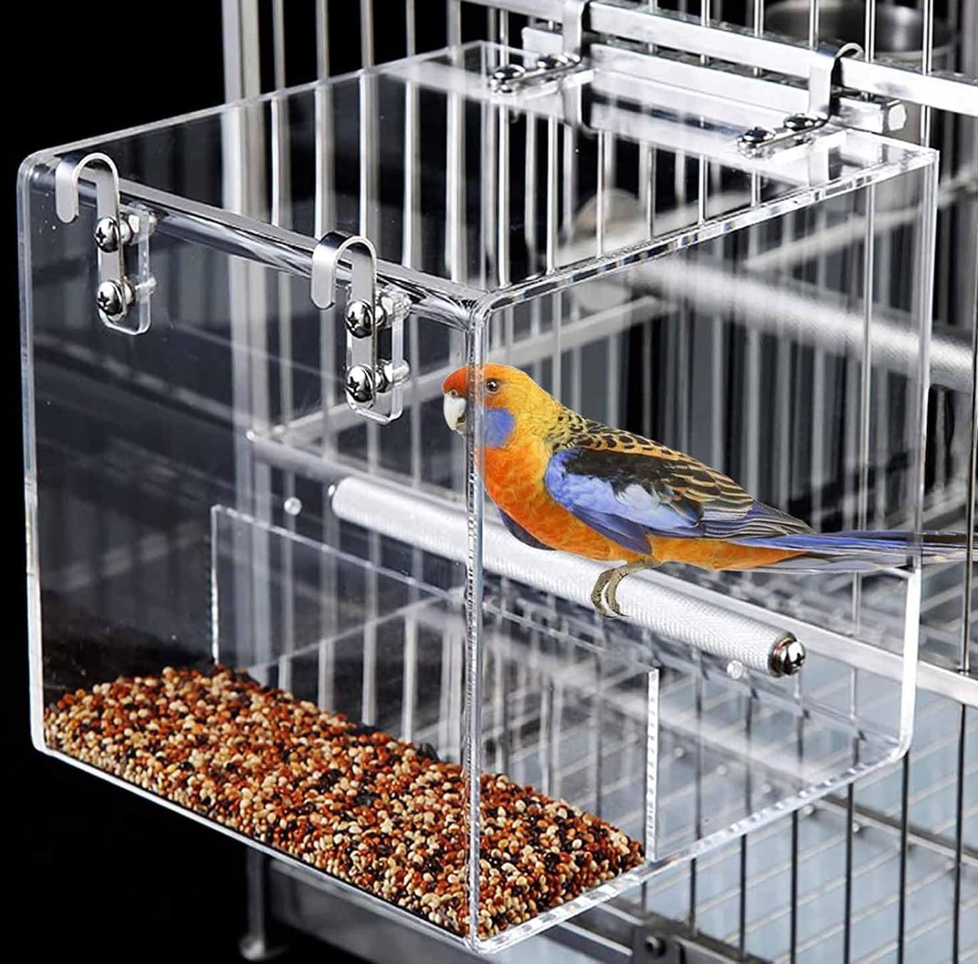 Bird Feeder for Cage, Automatic Acrylic Seed Catcher Tray with ...