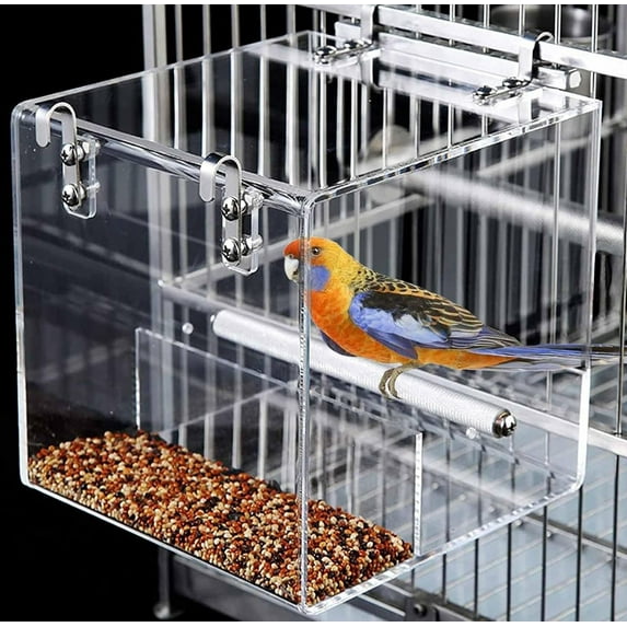 Bird Feeder for Cage, Automatic Acrylic Seed Catcher Tray with ...