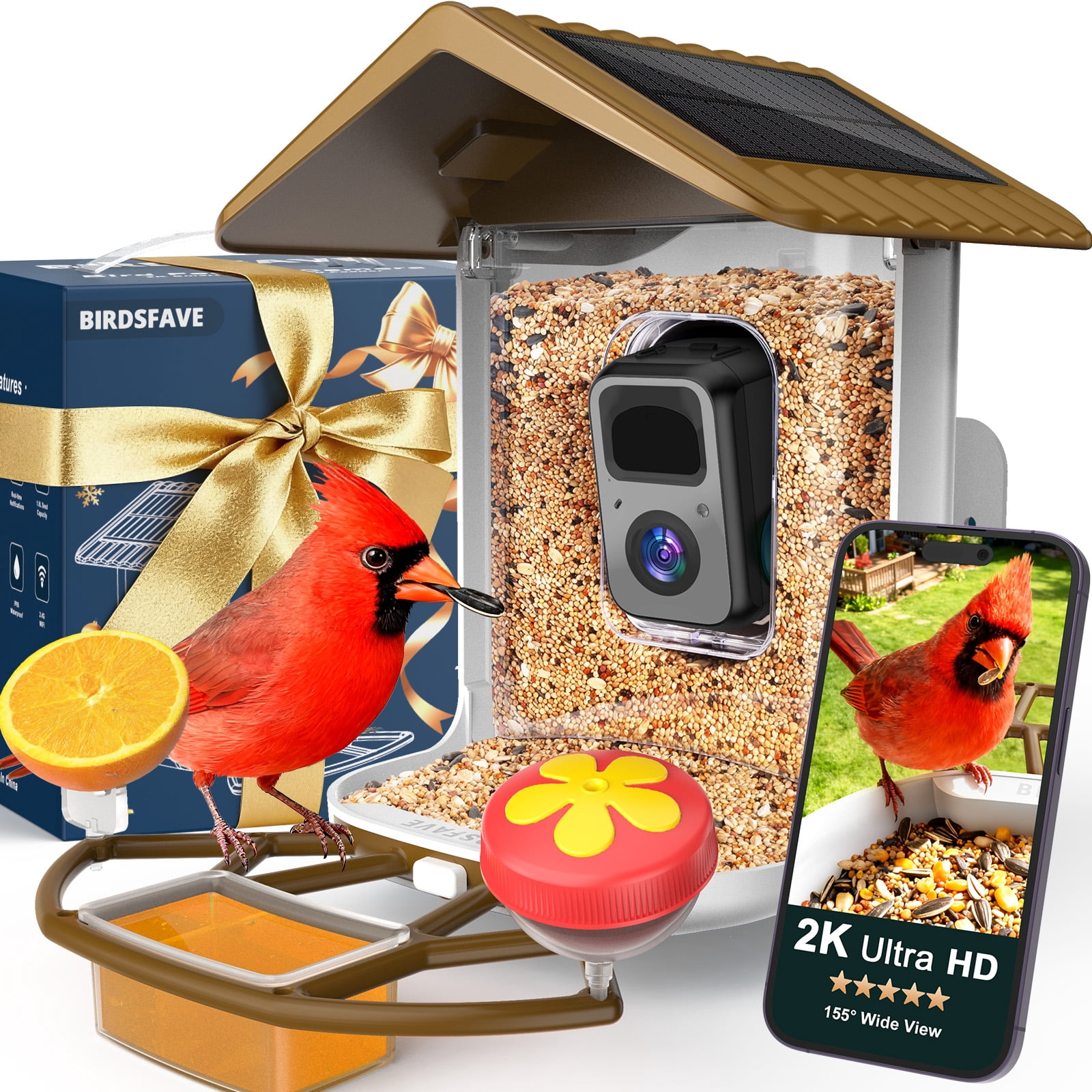 Bird Feeder with Camera Solar Powered 2K HD Live Instant Alert with ...