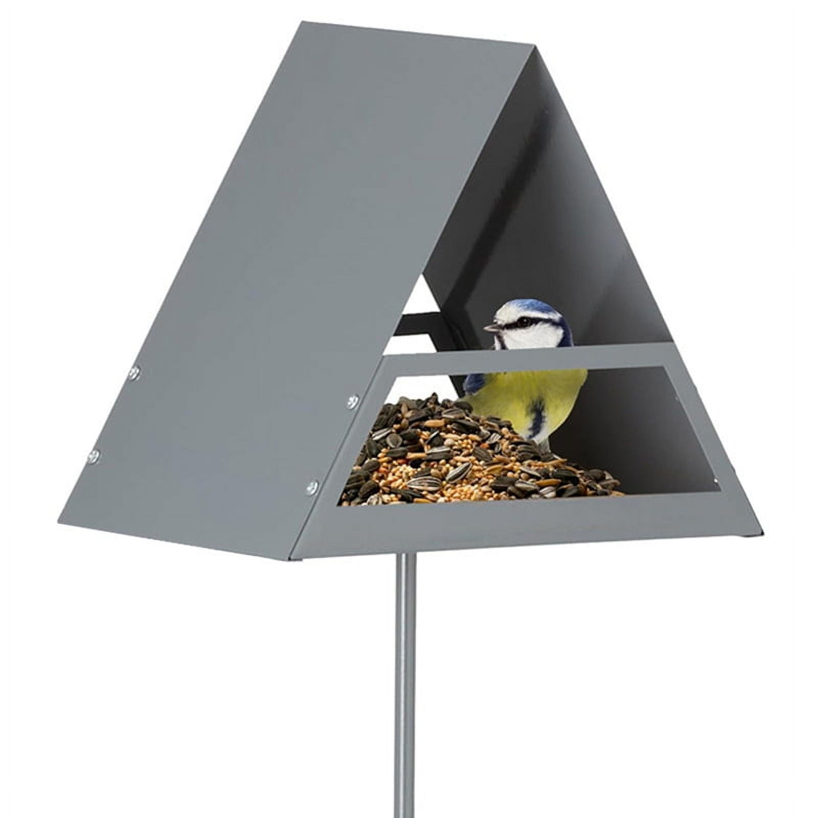 Bird Feeder with Ground Spike, Metal Rat Proof, Feeding House, Grey ...