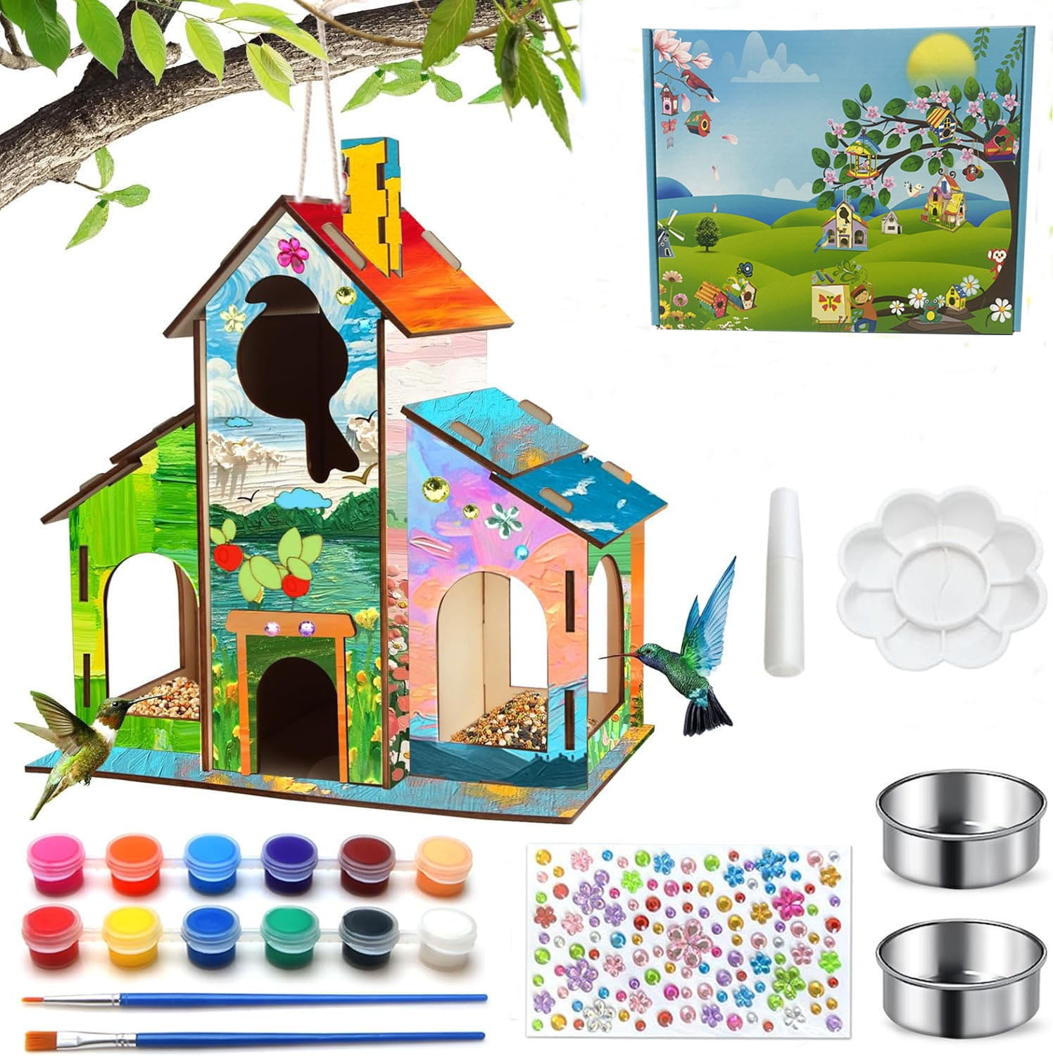 Bird Feeders, DIY Bird House Art Crafts Kit for Kids Ages 4-6 8-12 ...