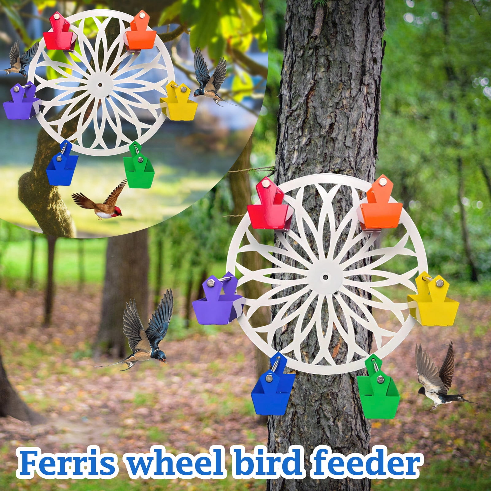 Bird Feeders Ferris Wheel Bird Feeder Outdoor Ferris Wheel Toy For Bird ...