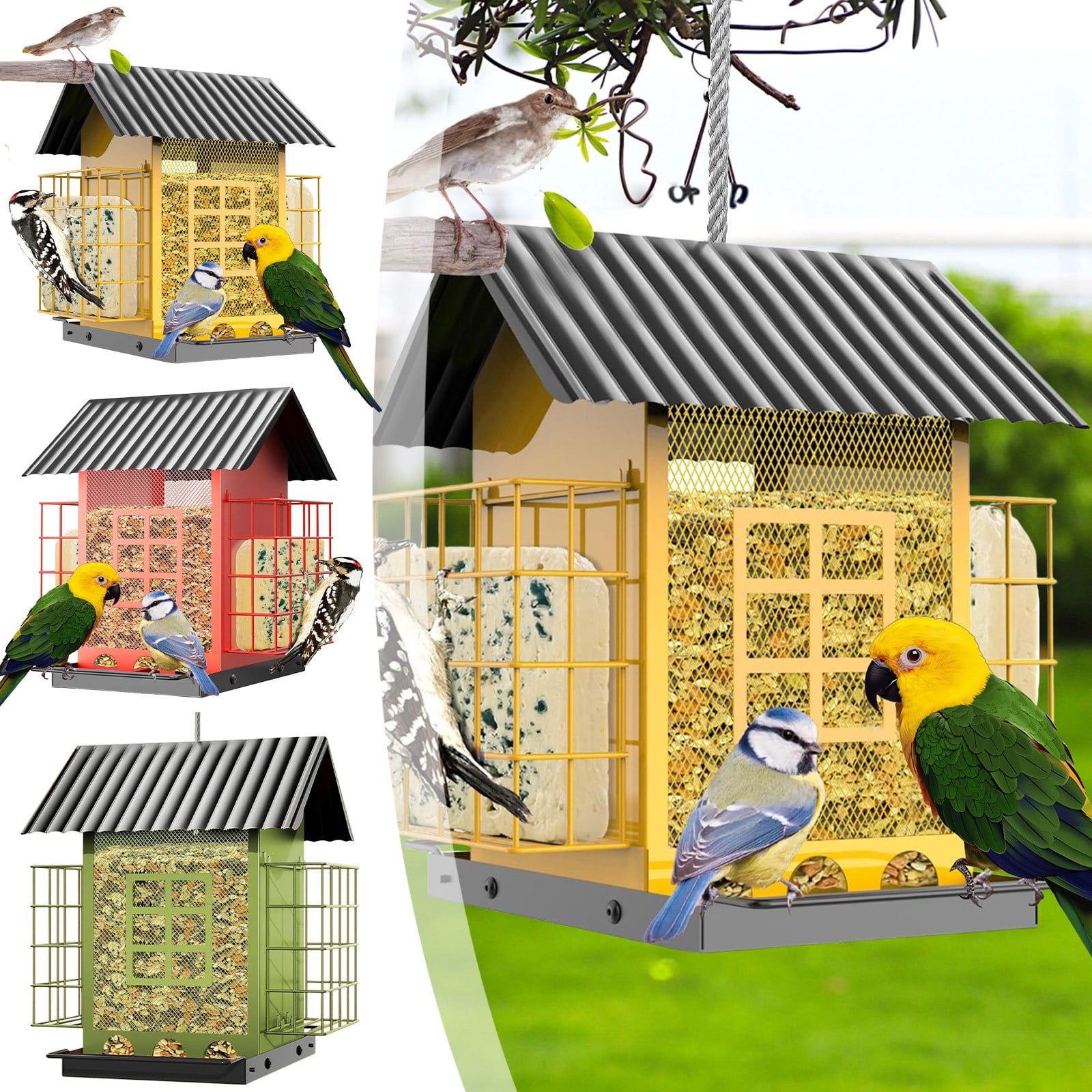 Bird Feeders Iron Hollow Feeding Device Outdoor Hanging Metal Wild Bird ...