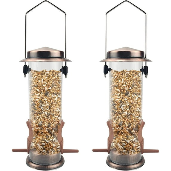 Bird Feeders for Outdoors 2 Stainless Tube Bird Feeder, Water Resistant ...