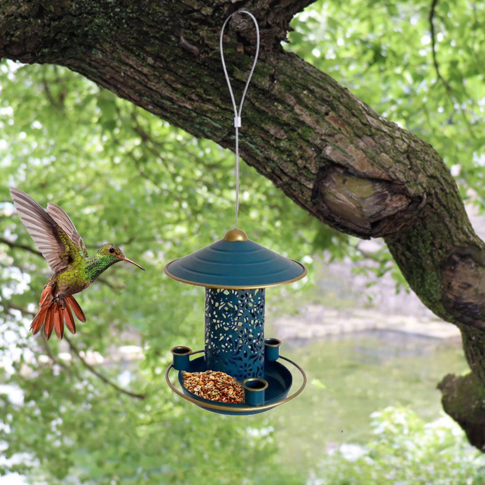 Bird Feeders For Outdoors, Metal Hanging Wild Bird Feeders, Seeds ...