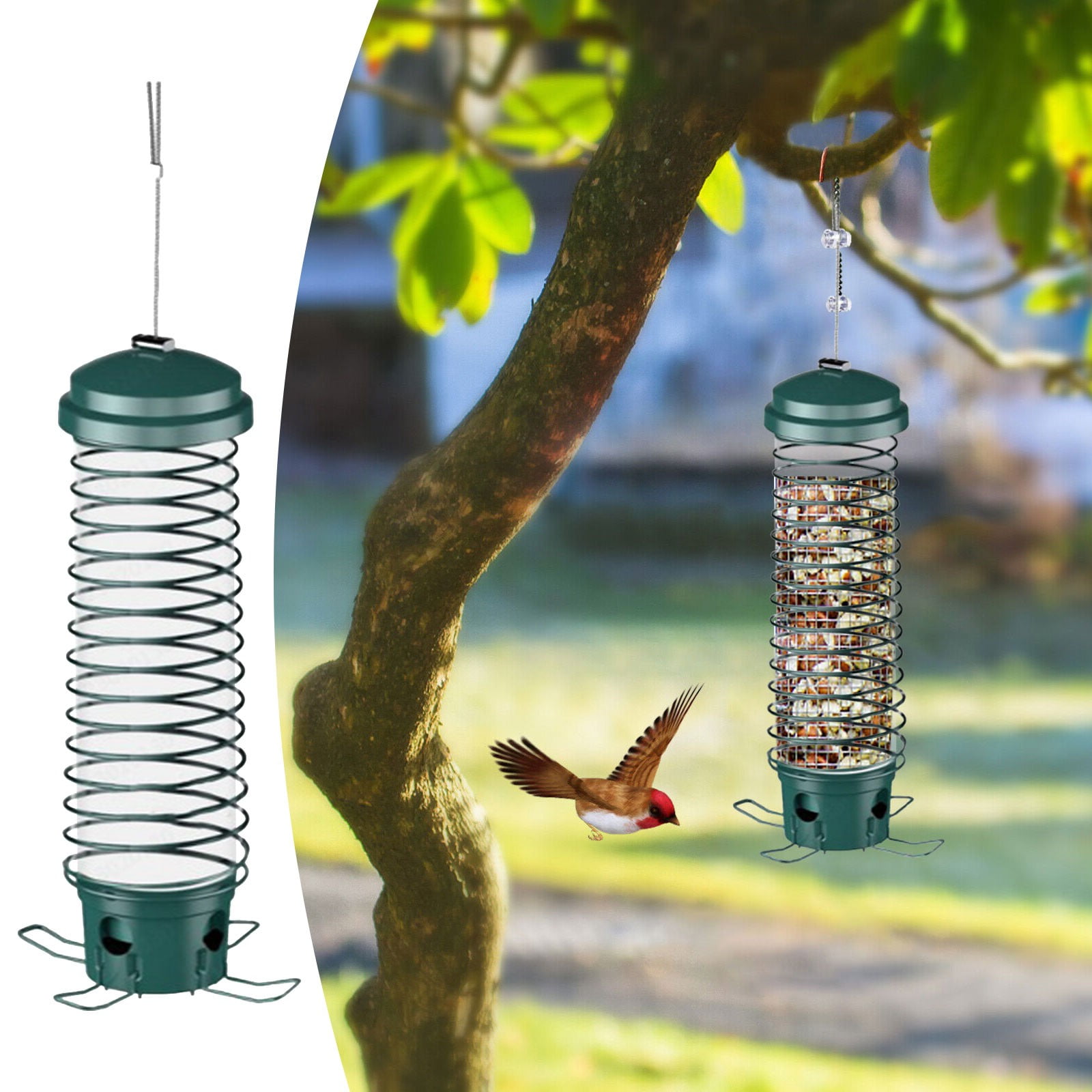 Bird Feeders for Outside, Squirrel Proof Bird Feeders for Outdoors Hanging, Metal Wild Bird ...