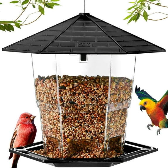Bird Feeders for Outdoors Hanging Bird Feeder Wild Birds Seed, Black ...