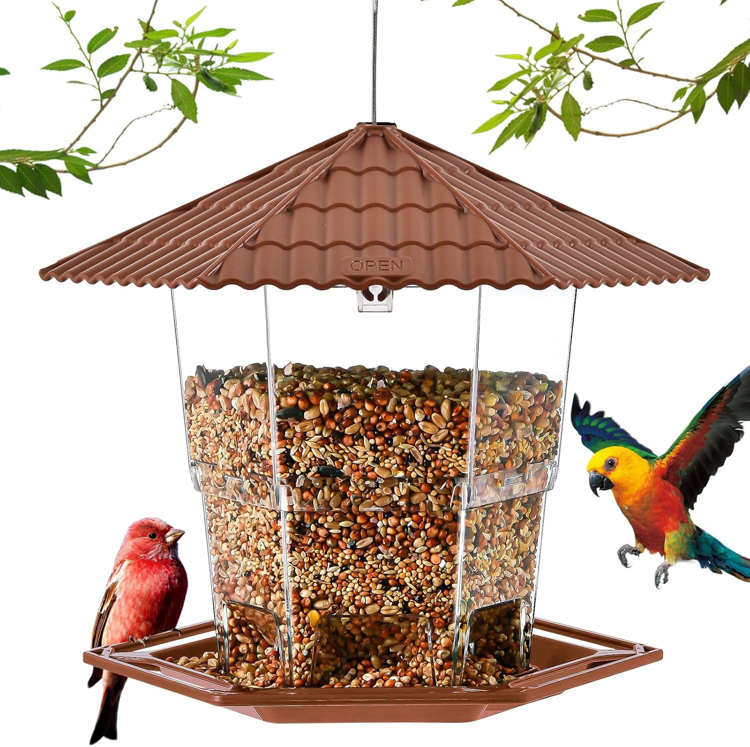 Bird Feeders for Outdoors Hanging Bird Feeder Wild Birds Seed, Brown B ...