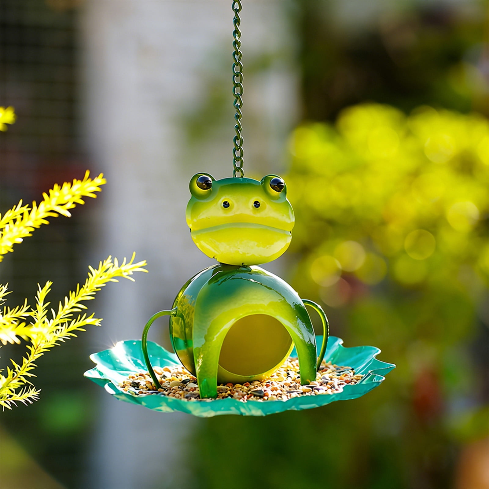 Bird Feeders for Outdoors Hanging Metal Frog Garden Figurine ...