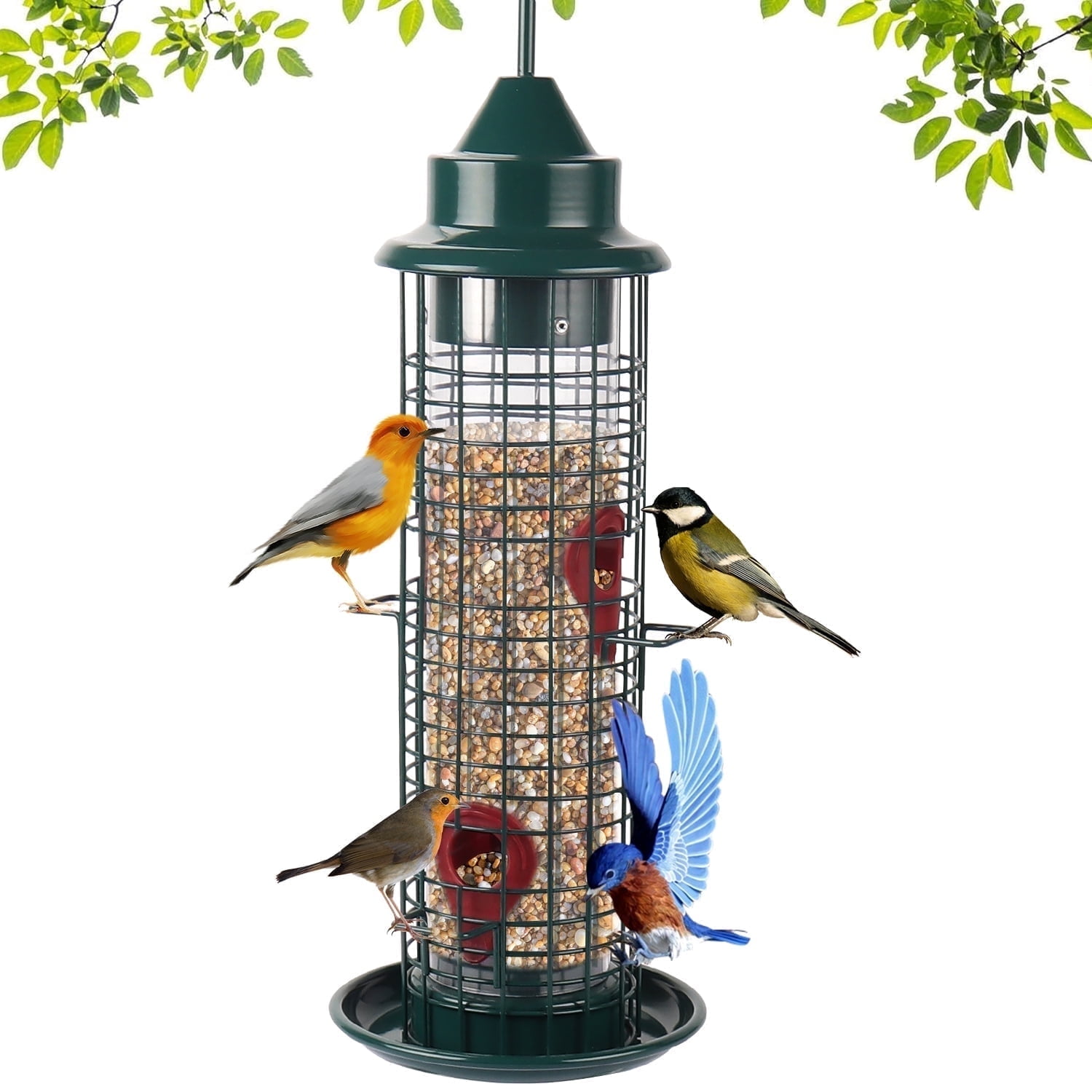 Bird Feeders for Outdoors Hanging,Metal Mesh Squirrel Proof Bird Feeder ...