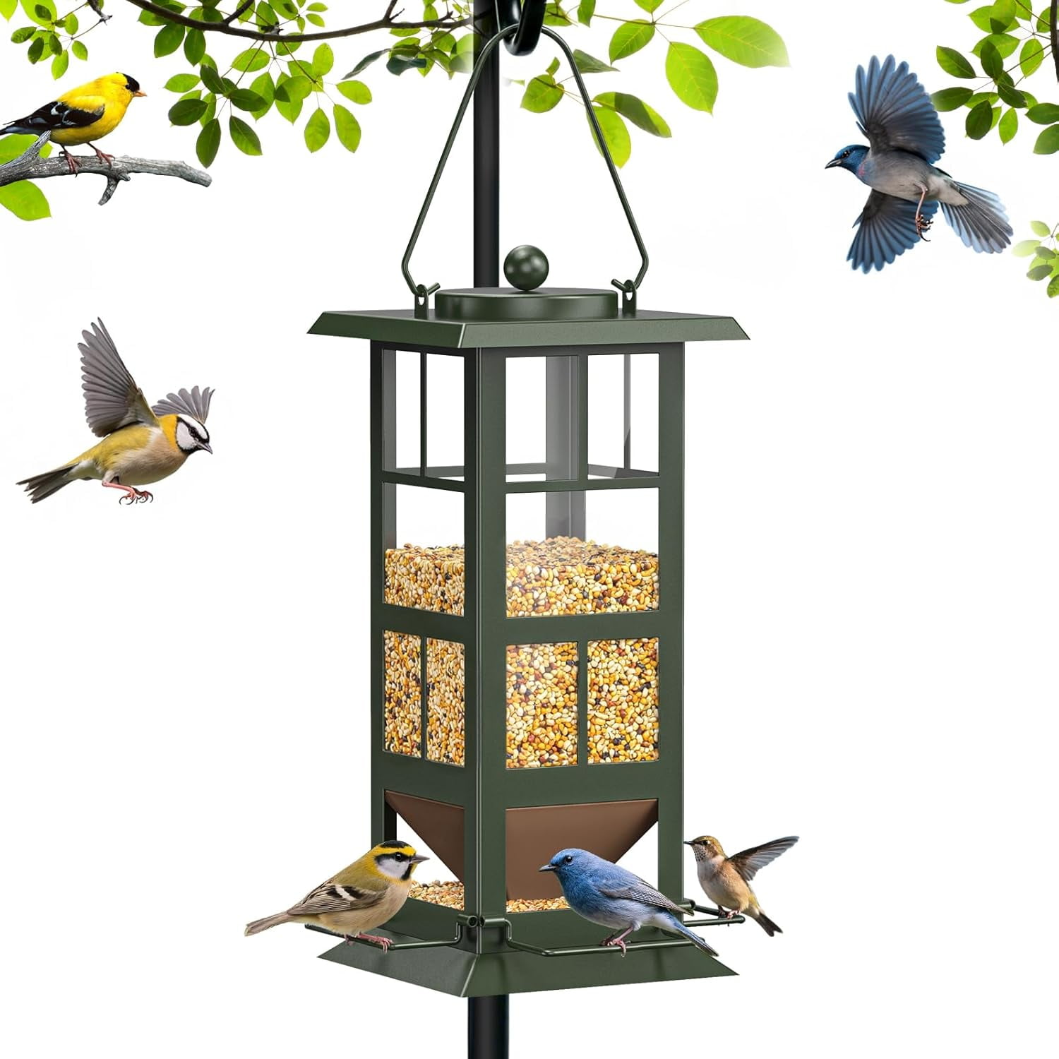 Bird Feeders for Outdoors - Small 4 Port Bird Feeder with Drainage ...