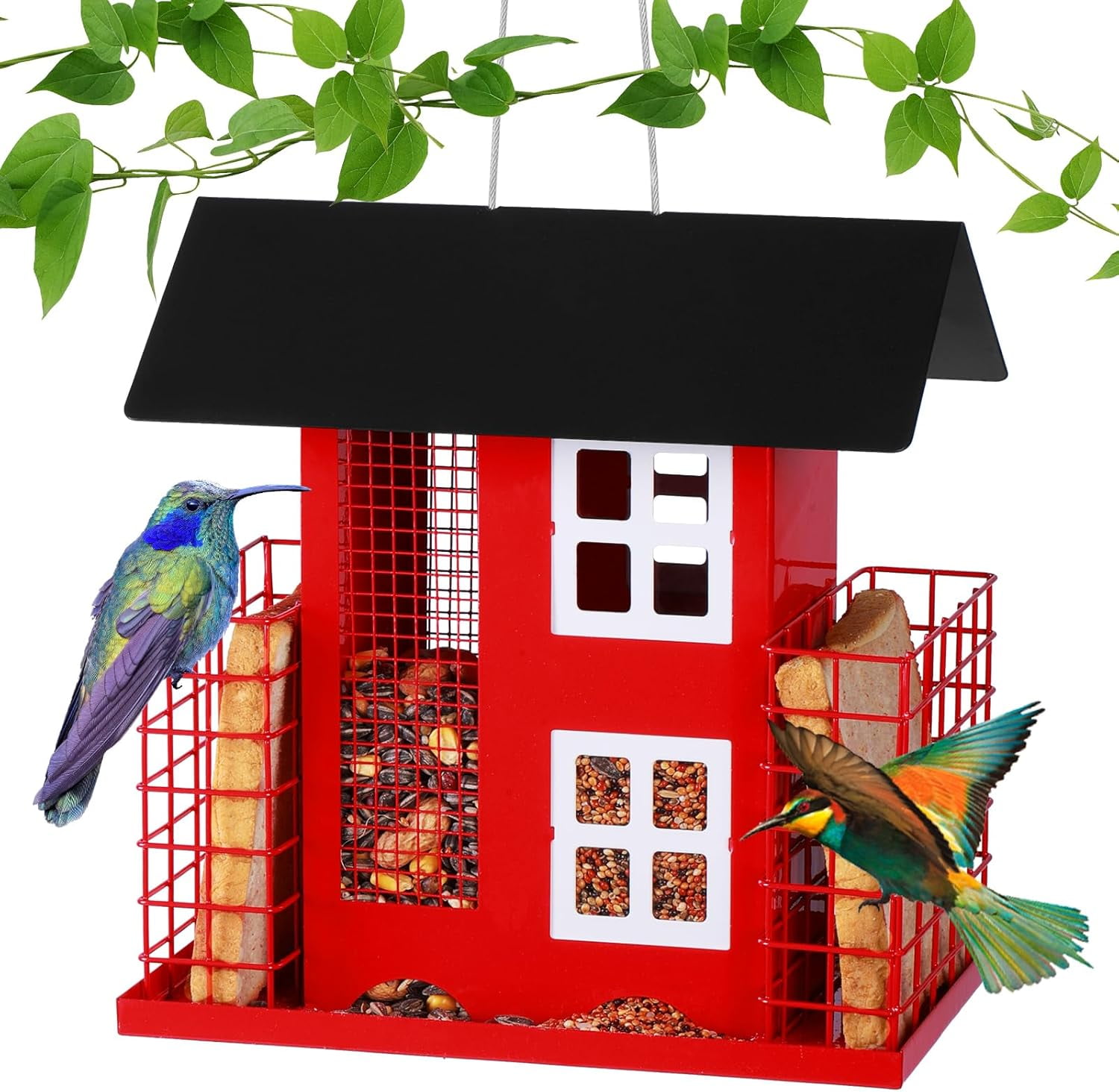 Bird Feeders for Outdoors with 2 Suet Cage Cake Proof Suet Feeder Large ...