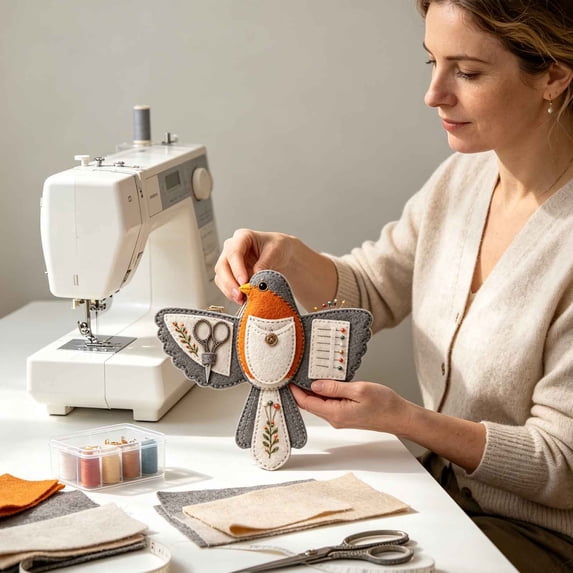 Bird Felt Sewing Organizer DIY Kit, Beginner Craft Making Set, Multi ...