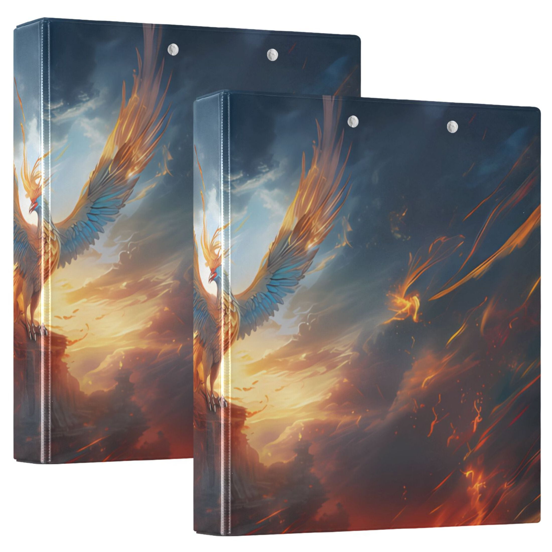 Bird Fire Sky 3 Ring Binders 1.5 inch Hardcover File Folders with ...