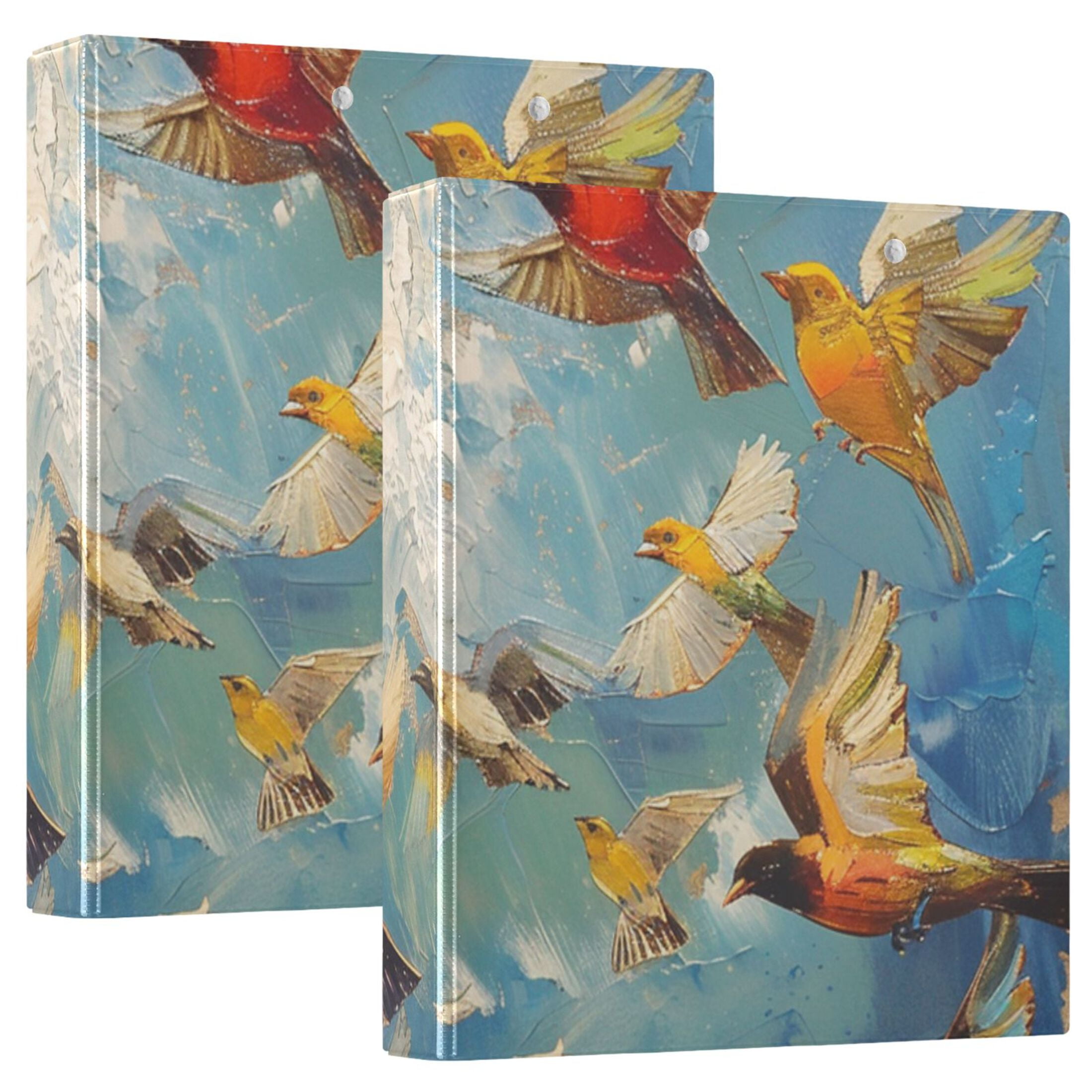 Bird Flock 3 Ring Binders 1.5 inch Hardcover File Folders with Interior Pockets A4 Size ...
