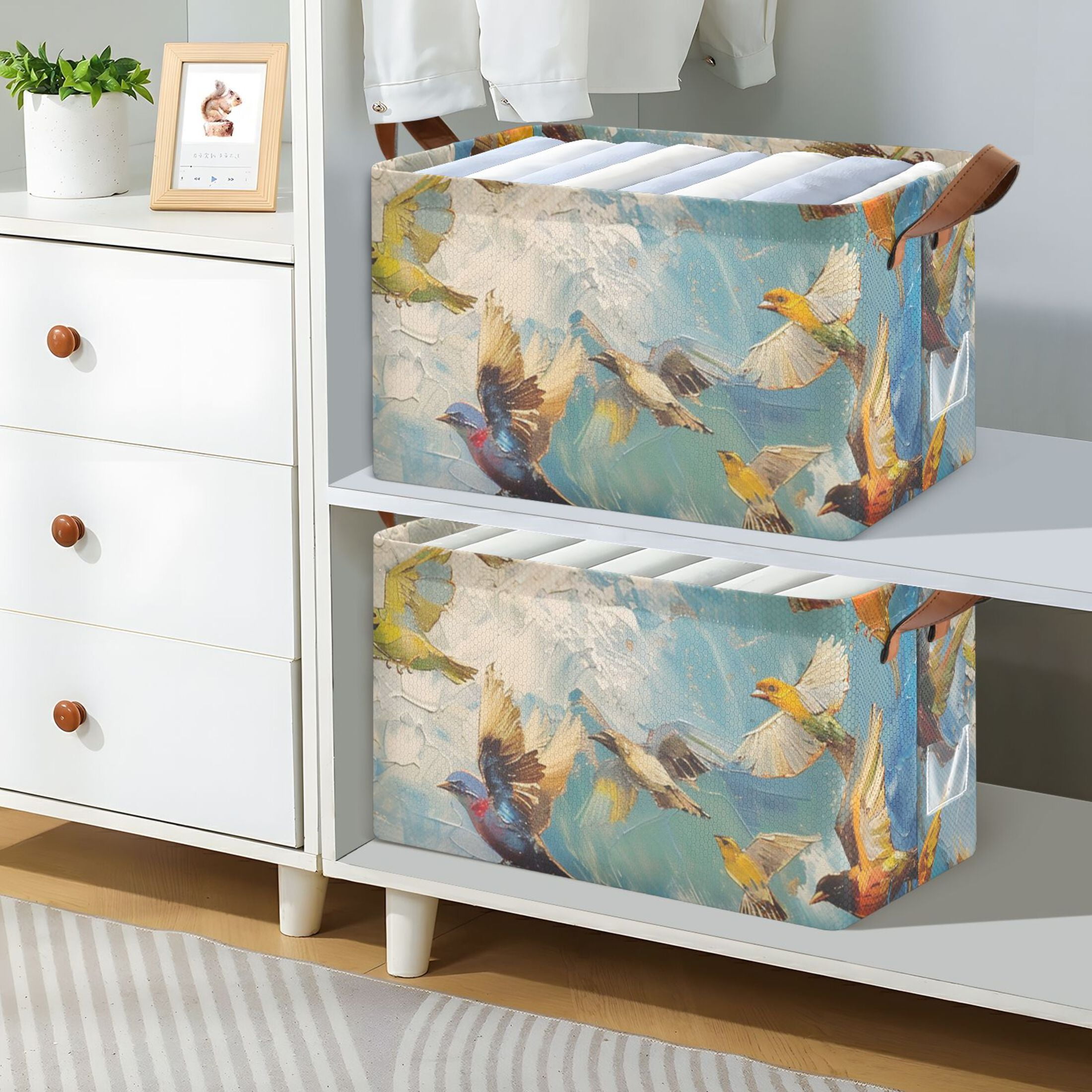 Bird Flock Foldable Storage Large Fabric Storage Baskets Organizer ...