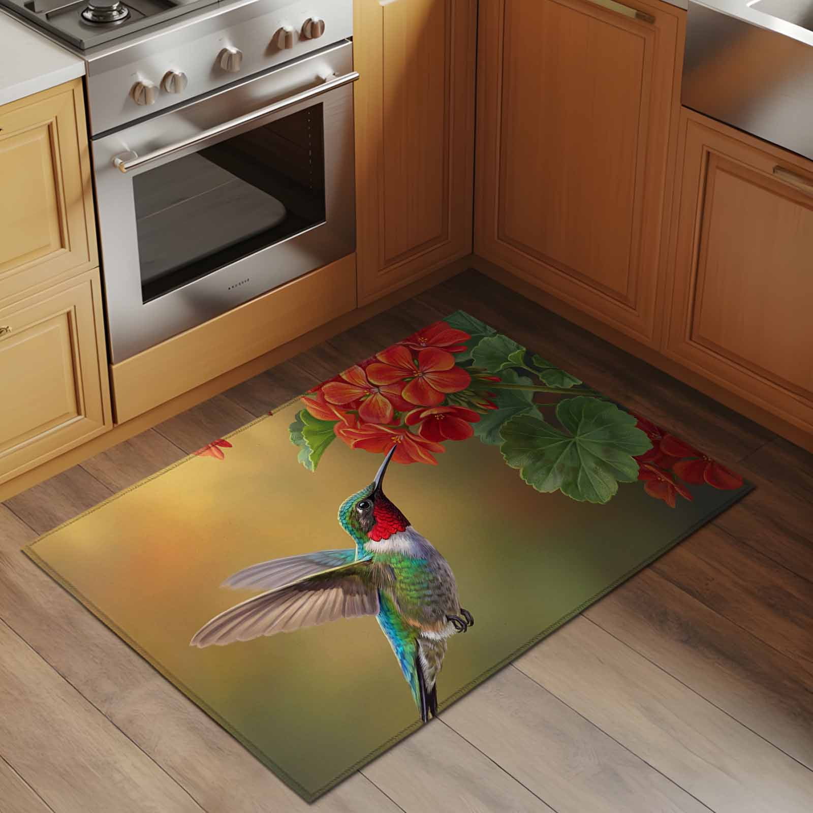 Bird Floral 2x3 Rug for Entryway Front Door Kitchen Sink Area, Red ...