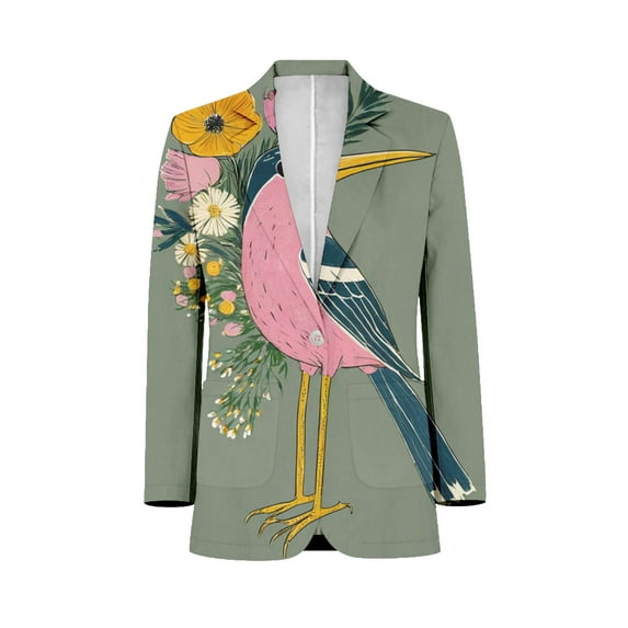 Bird Floral Art Print Customized Men's Suits full man Shawl Collar ...