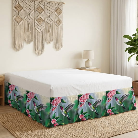 Bird Floral Bed Skirt California King Size 18 Inch Drop, Hummingbird ...