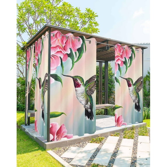 Bird Floral Outdoor Curtains for Patio, Hummingbird Spring Decorative ...