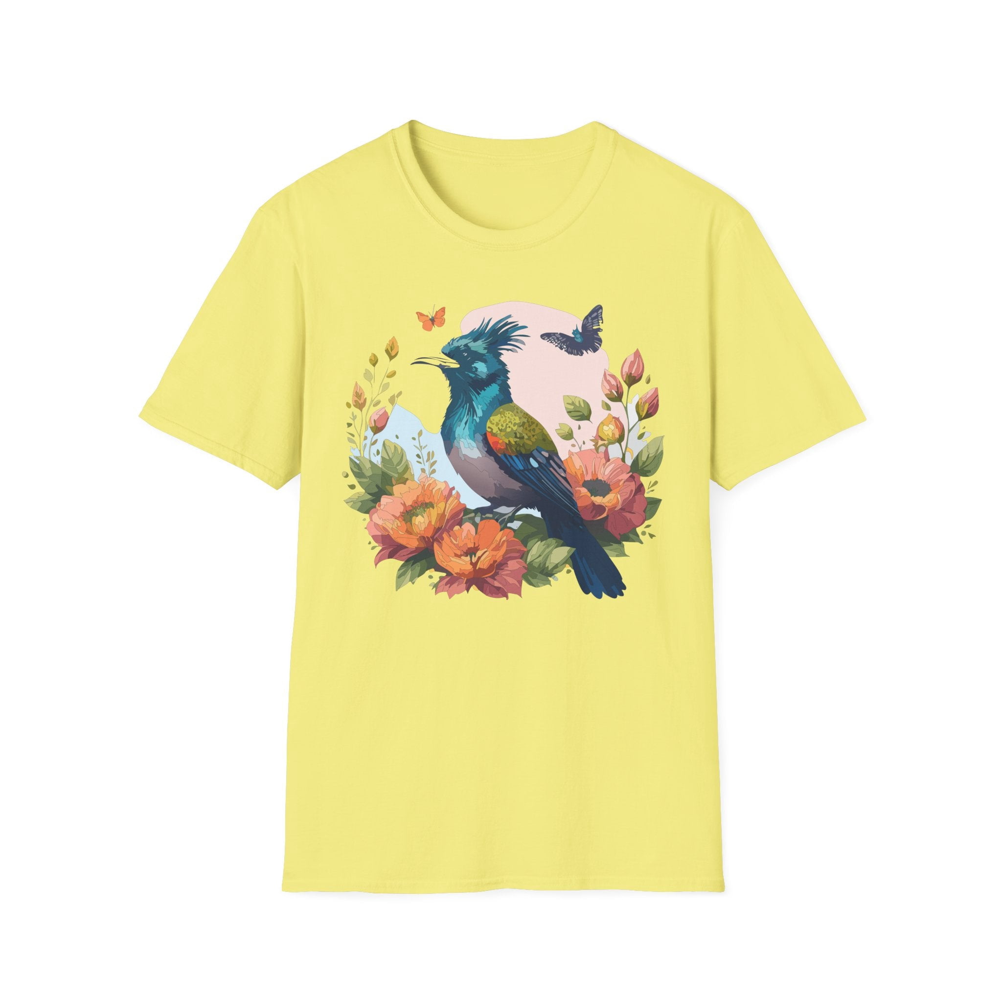 Bird Floral Tee Colorful Native New Zealand Bird Graphic T-Shirt Unisex ...