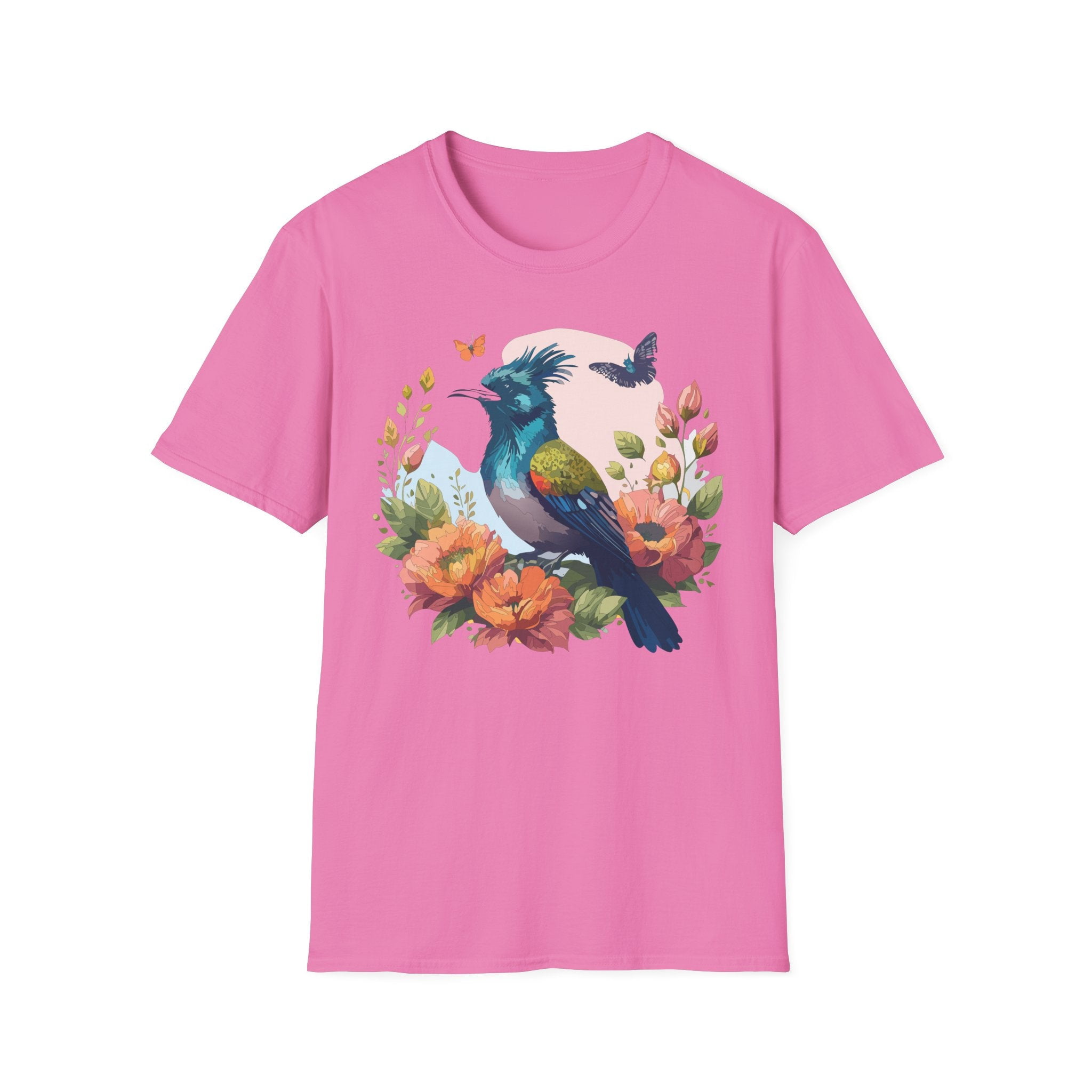 Bird Floral Tee Colorful Native New Zealand Bird Graphic T-Shirt Unisex ...