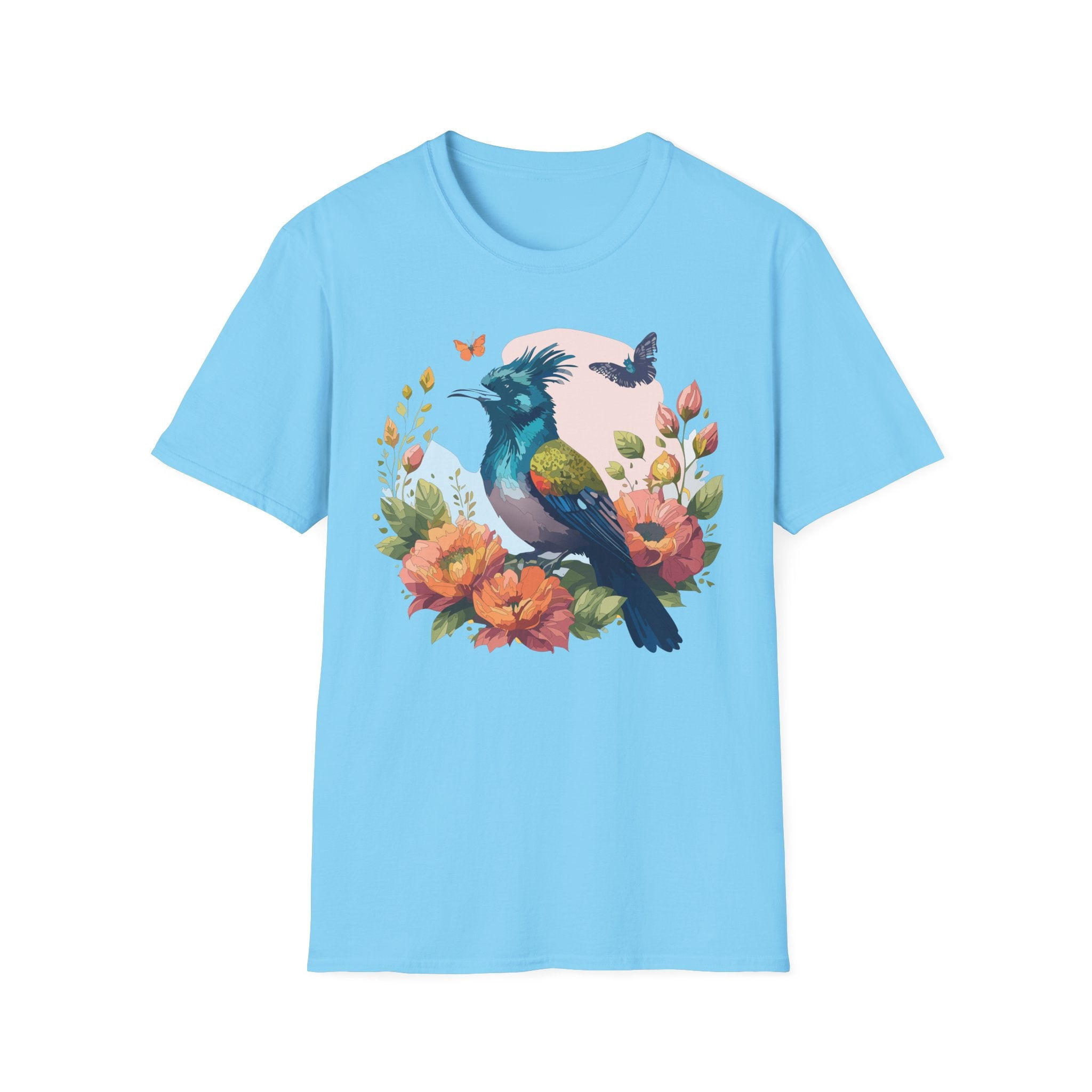 Bird Floral Tee Colorful Native New Zealand Bird Graphic T-Shirt Unisex ...