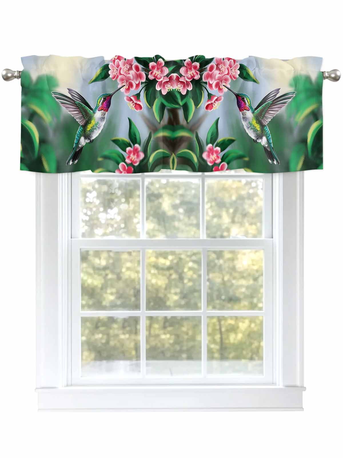 Bird Floral Valances for Windows Hummingbird Spring Decorative Green ...