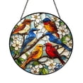 Bird Floral Wreath Botanical Garden Stained Glass Style Window ...