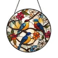 Bird Floral Wreath Garden Scene Stained Glass Style Window Hanging ...