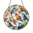 Bird Floral Wreath Garden Stained Glass Style Window Suncatcher Hanging ...