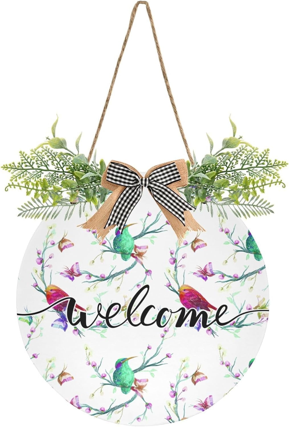 Bird Flower Butterfly Paint Welcome Sign Farmhouse Front Porch Door ...