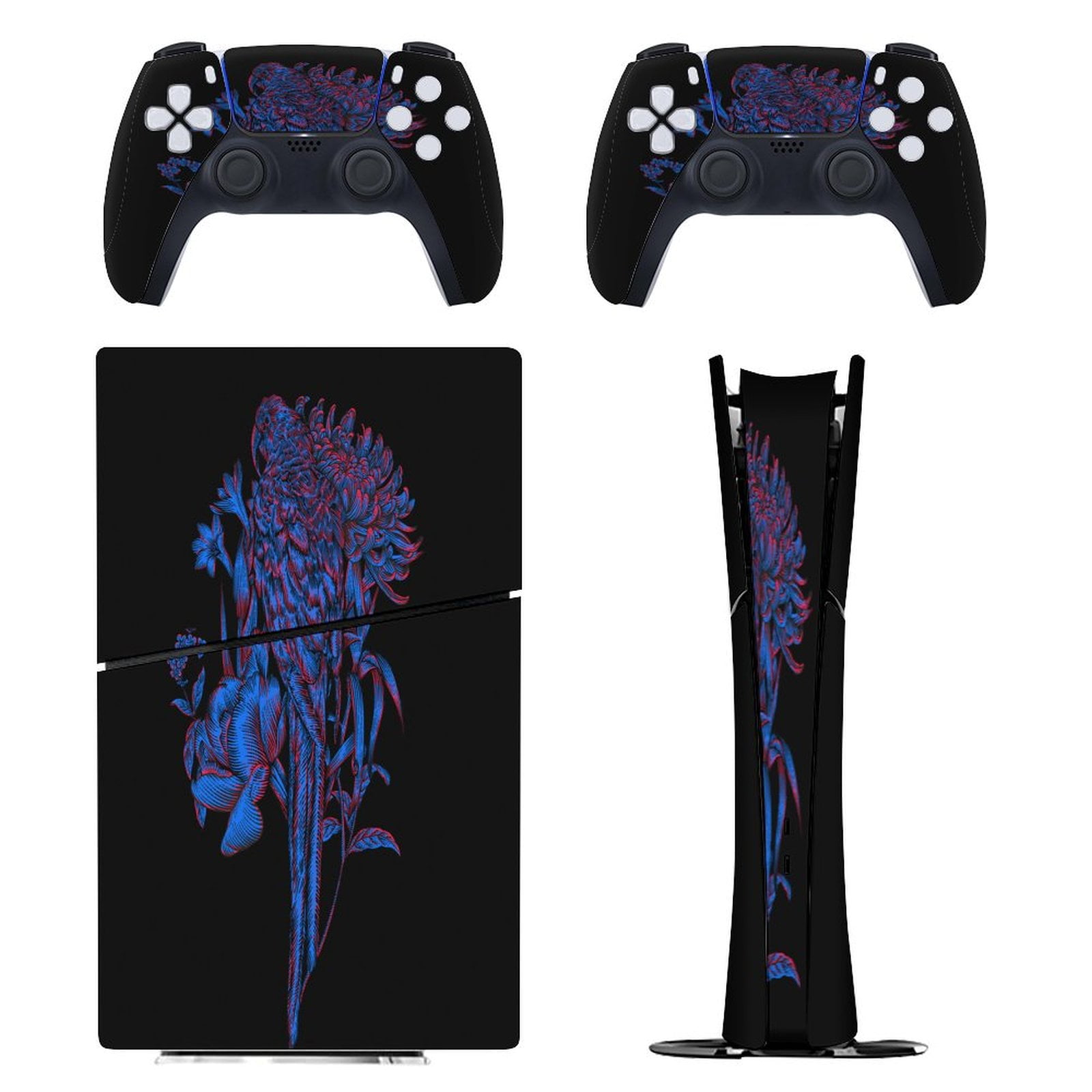 Bird Flower Painting PS5/PS5 Slim Digital Disc Skin Sticker For Console ...