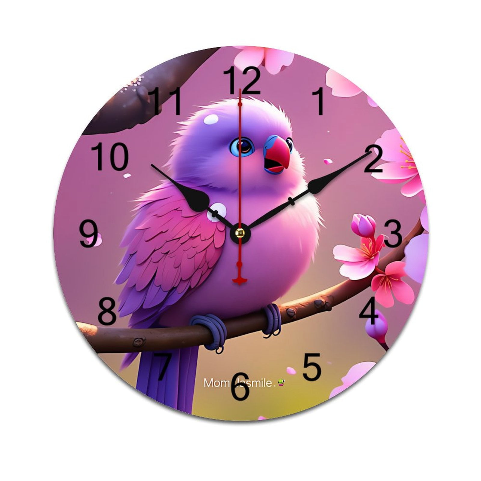 Bird Flowers And Butterflies Word Saying Big Wall Clock Home Decor Art ...