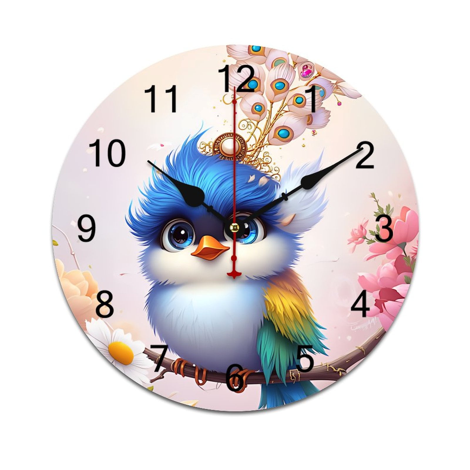 Bird Flowers And Butterflies Word Saying Big Wall Clock Home Decor Art ...