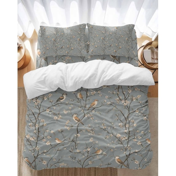 Bird Flowers Bedding Duvet Cover Set Twin Size 4 Pieces Branch Vintage ...