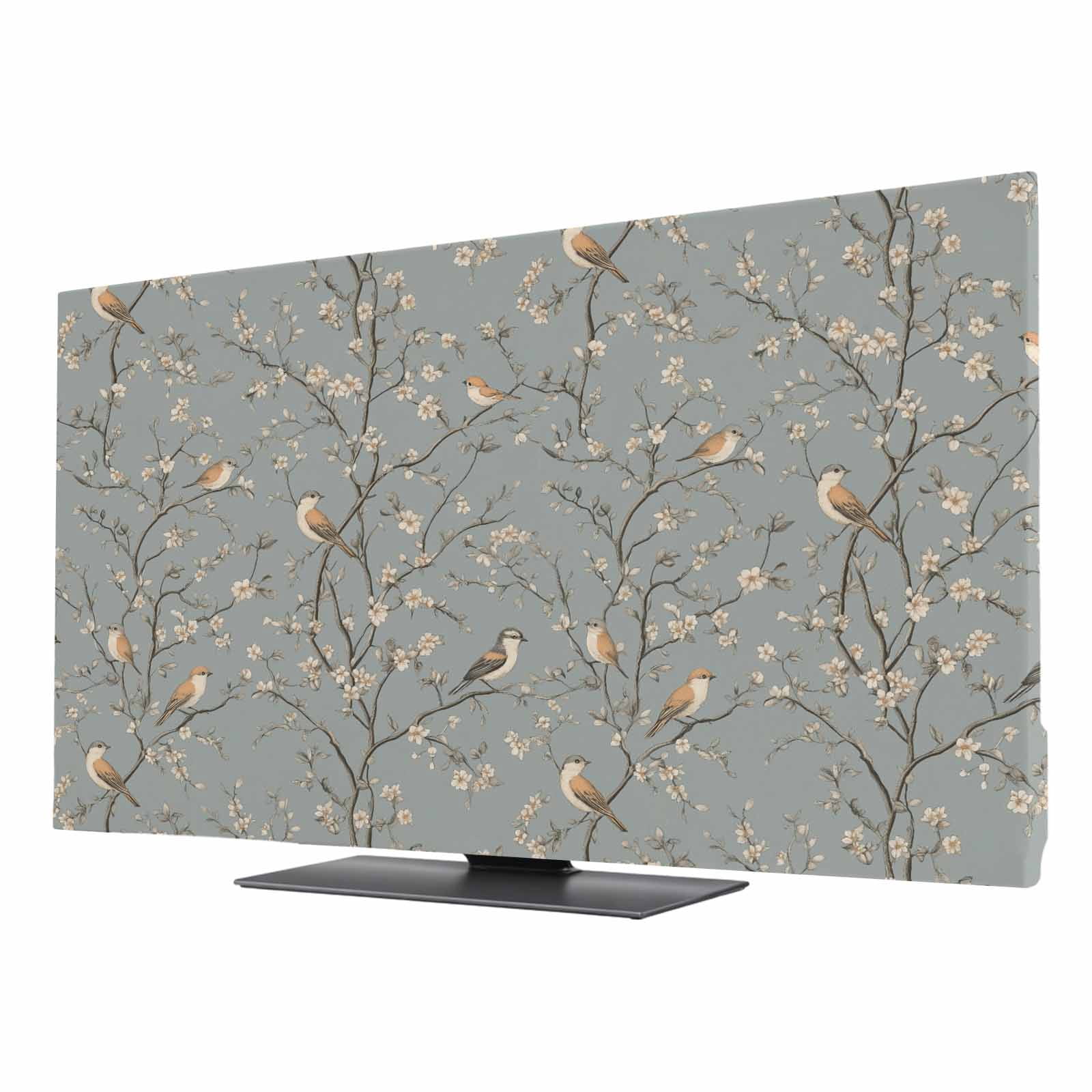 Bird Flowers TV Dust Cover 75 Inch, Branch Vintage Retro Computer ...