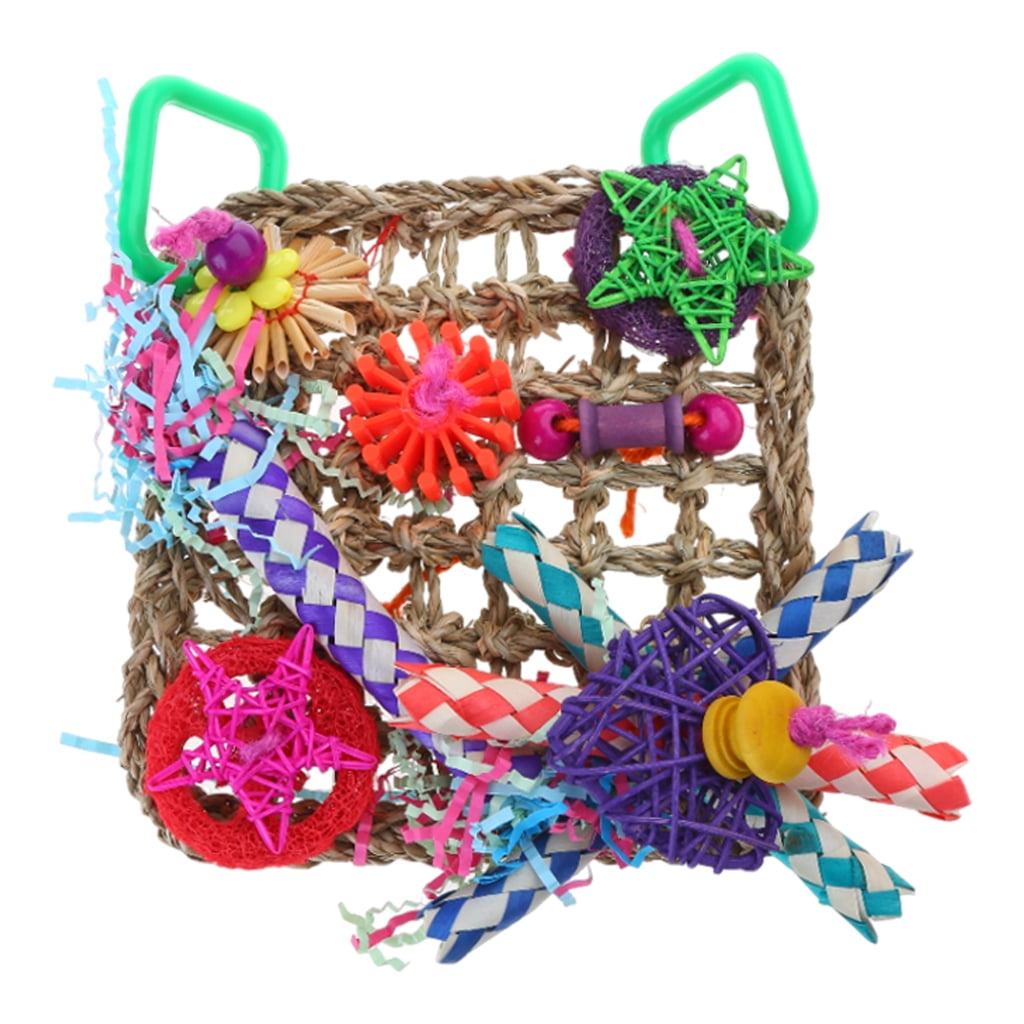 Bird Foraging Wall Toy with Hanging Hook 7.1x7.1 Inches Woven Mat with ...