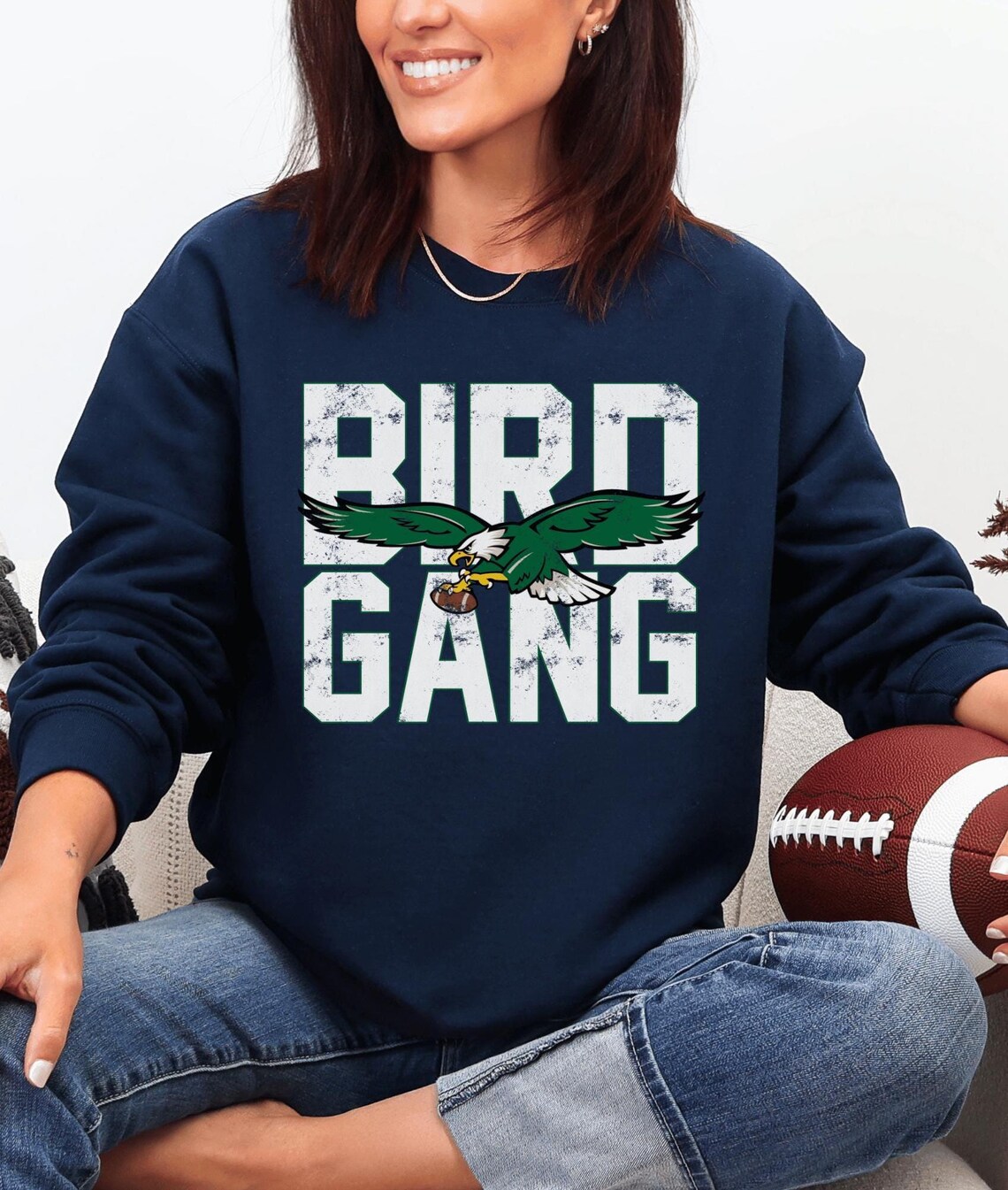 Bird Gang Football Sweatshirt, Game Day Eagle Shirt, Retro Sports Fan ...