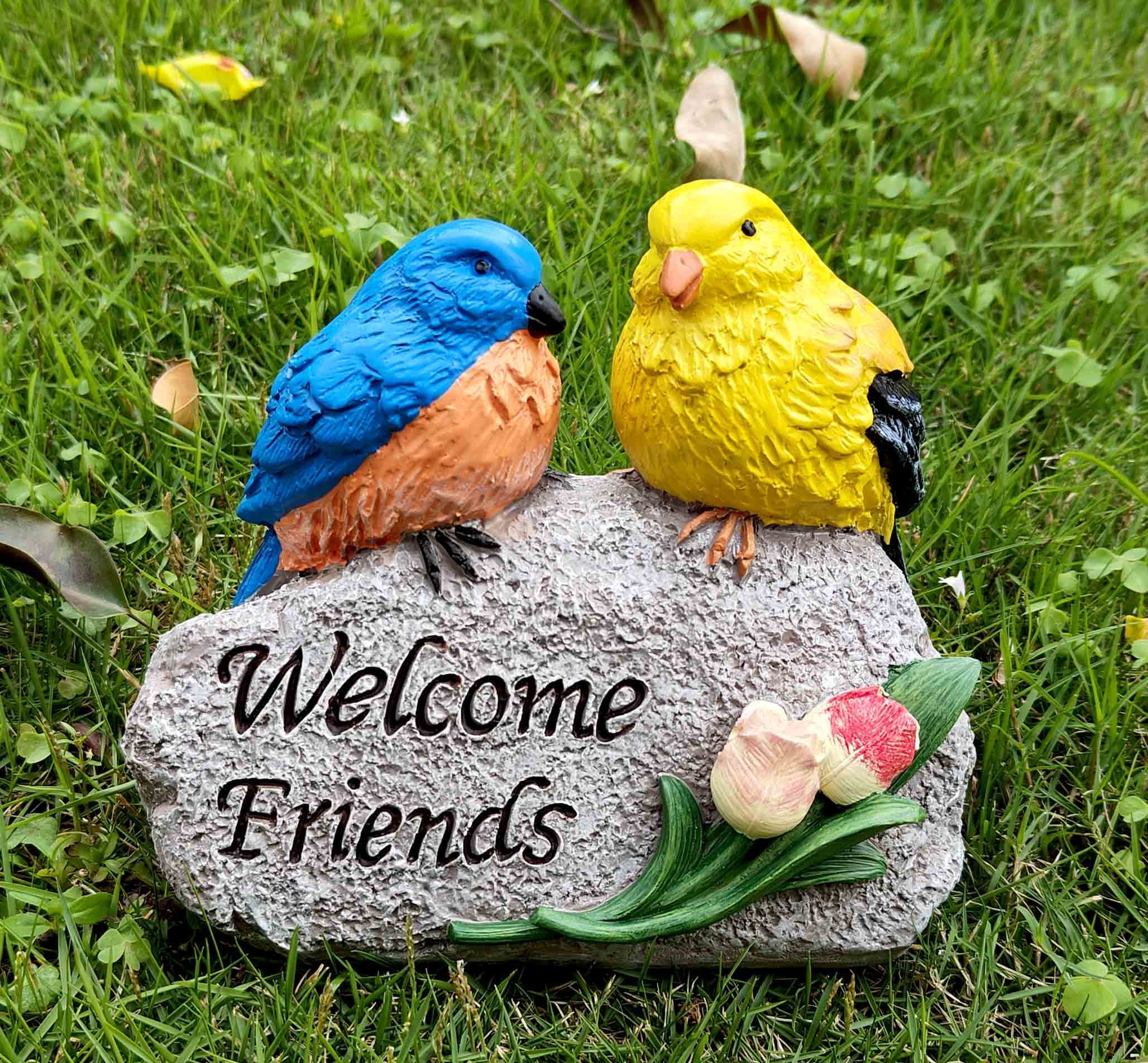 Bird Garden Decor, Outdoor/Indoor Bird Statues, Welcome Sign Figurines ...