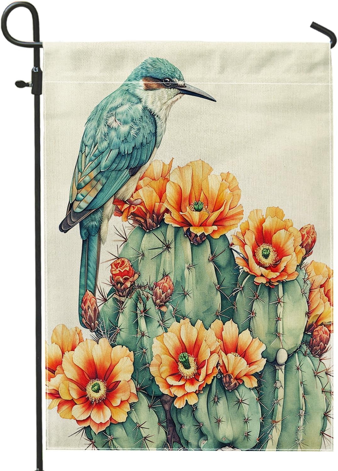 Bird Garden Flag Animal Cactus Botanical Country Flower Spring Rustic ...