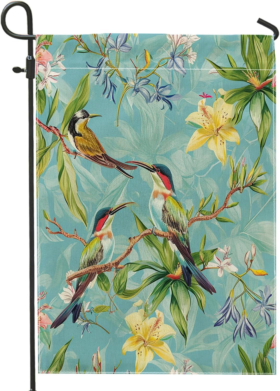 Bird Garden Flag Woodpecker Animal Leaf Lily Flower Botanical Bohemian ...