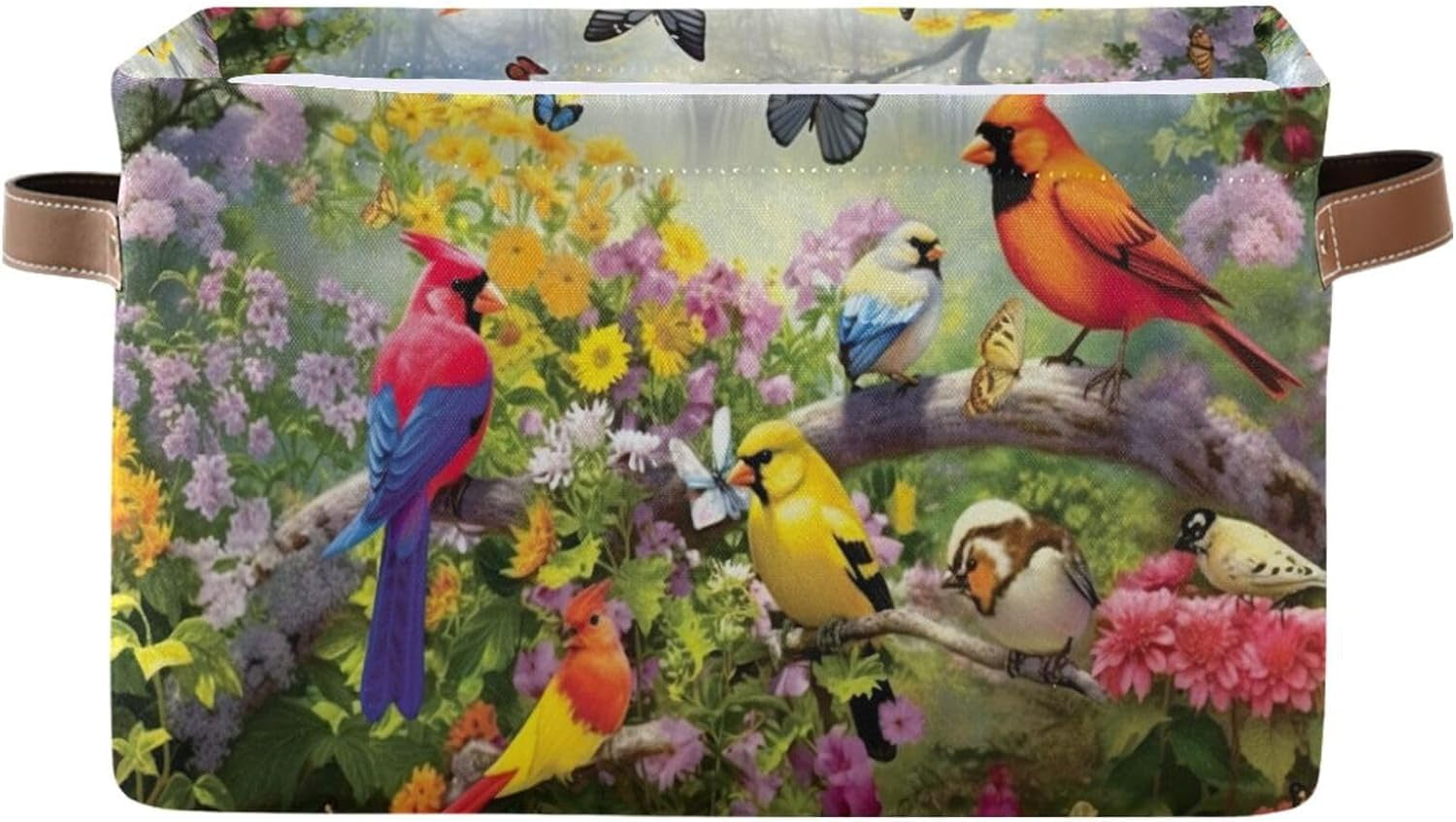 Bird Garden Shelf Storage Bins, Foldable Fabric Storage Baskets with ...