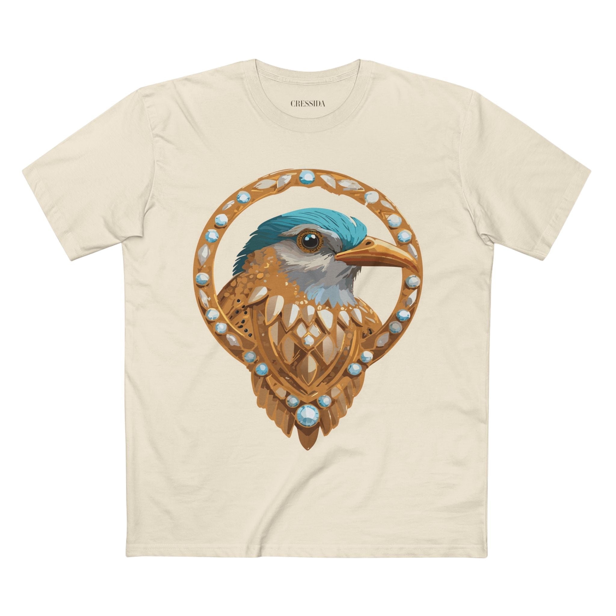 Bird Graphic Unisex 100 Cotton Tee With Unique Animal Golden Medallion ...